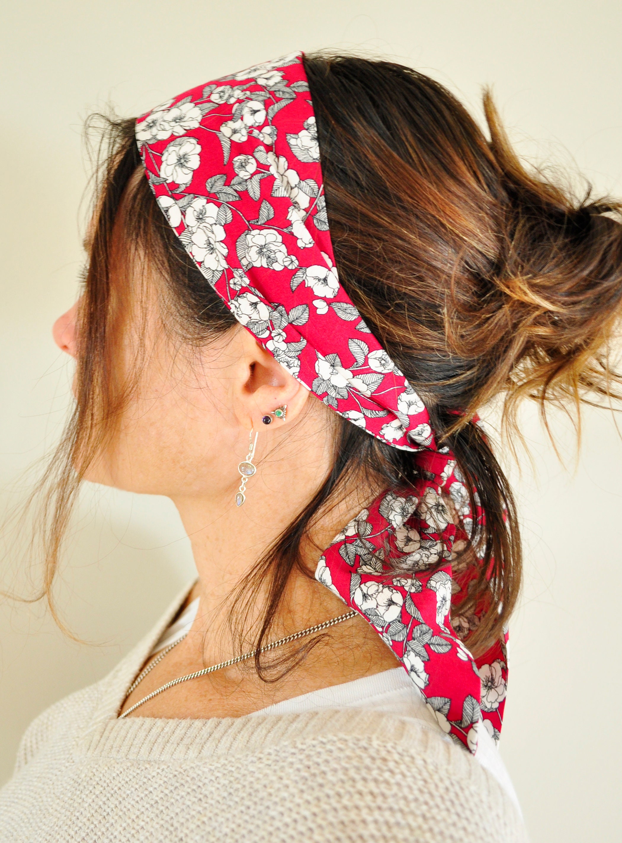 Long Floral Headscarves Cotton Hair Scarf Patterned - Etsy
