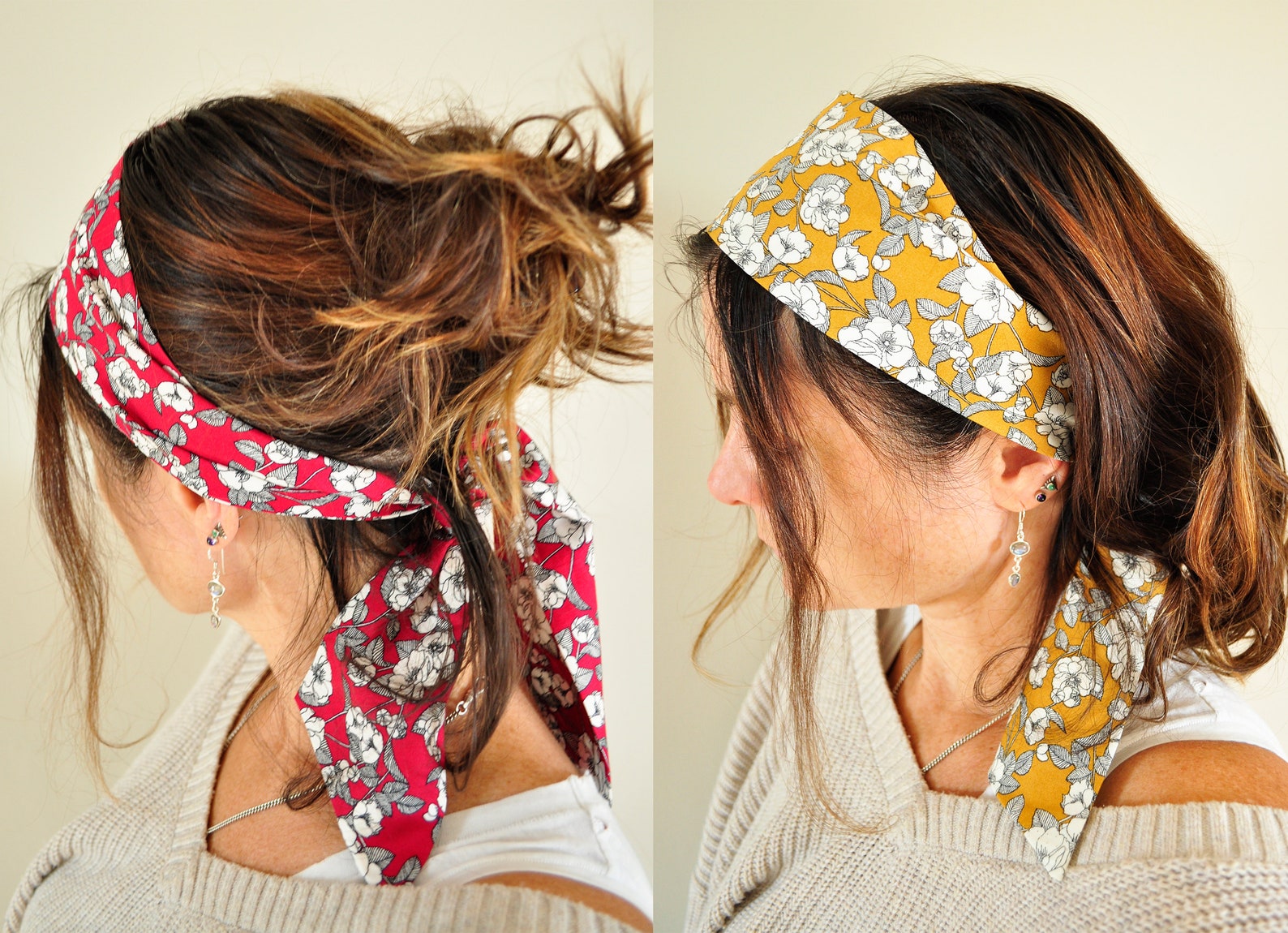 Long Floral Headscarves Cotton Hair Scarf Patterned - Etsy