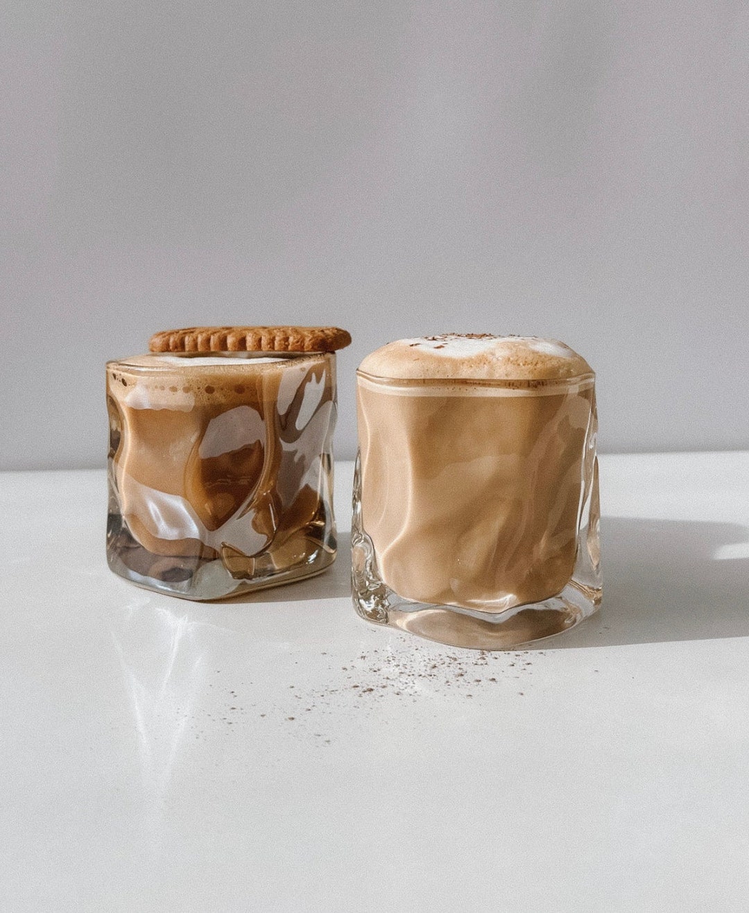 Wavy Glass 200ml Drinking Glass Milky Amber Modern - Etsy