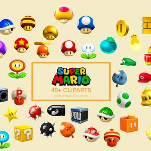 40 Super Mario Clipart Super Mario Game Digital Stickers PNG Digital ...