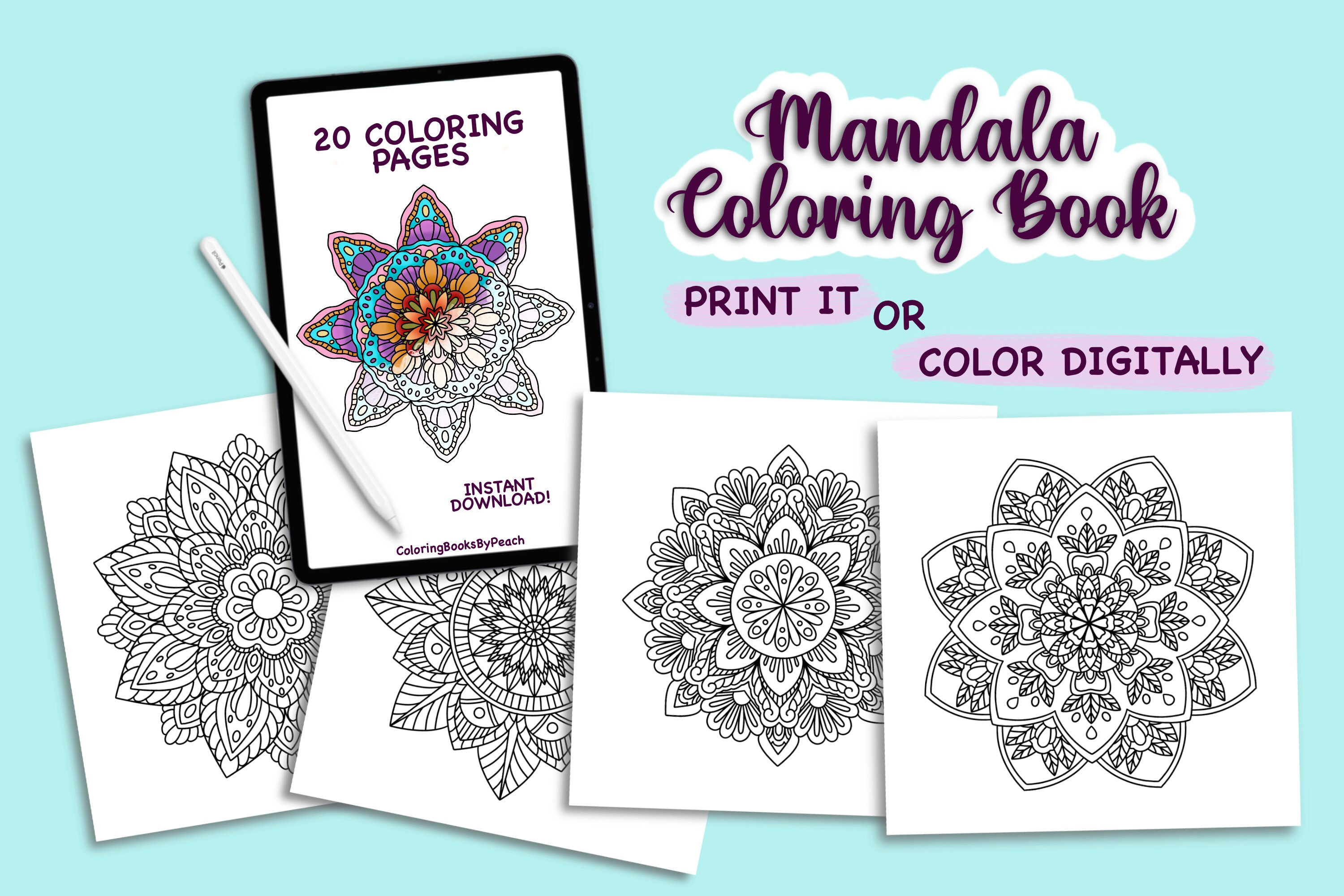 Mandala Printable Coloring Book, Drawings to Color for Adults and Kids ...