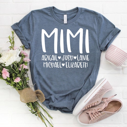 Personalized Mimi T-shirt With Grandkids Names Mimi Shirt - Etsy