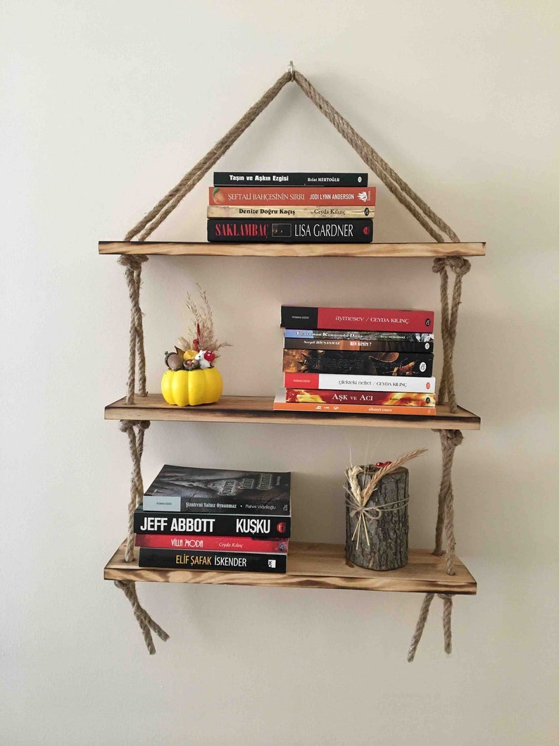 Wooden Bookcase Wooden Hanging Shelf Book Shelf Plant Shelf - Etsy