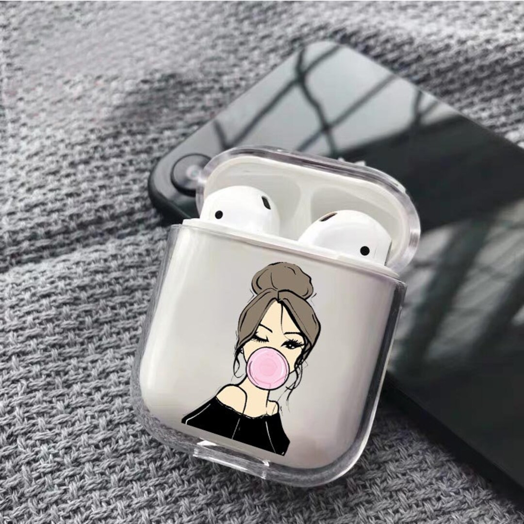 Plastic Airpods Case Bubble Gum Airpods Pro Case Illustration Girl ...
