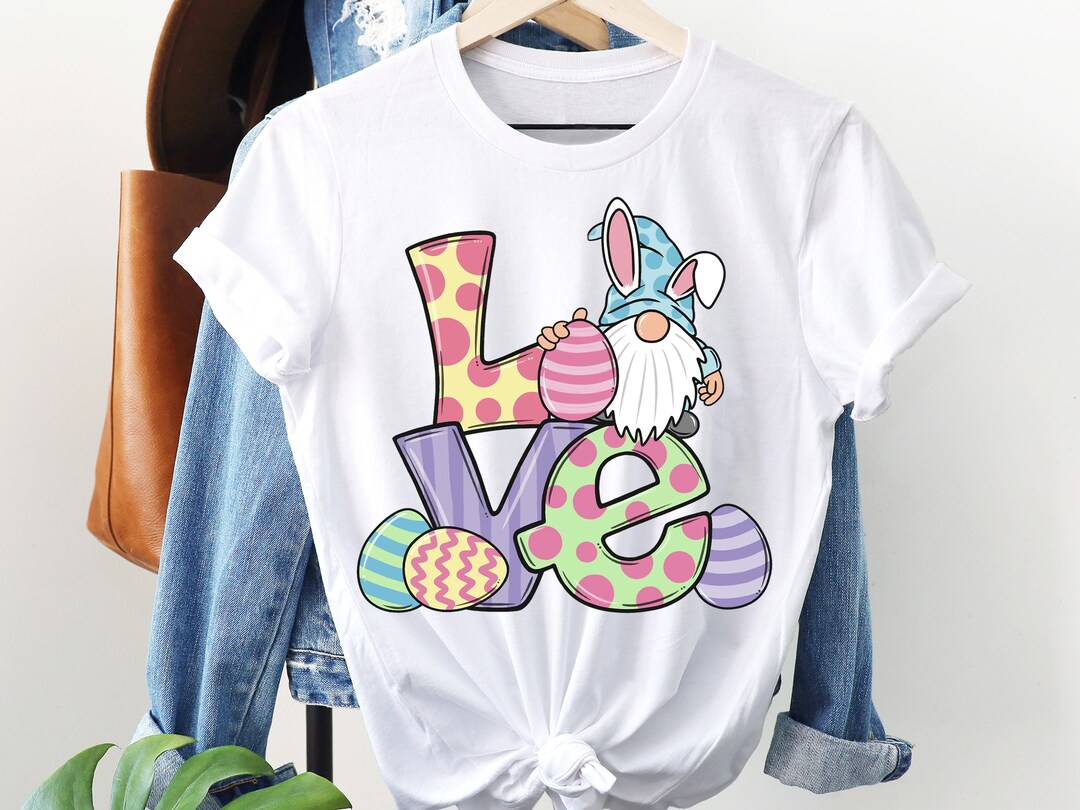 Easter Love Gnome Tee, Easter Shirt for Women, Easter Eggs Shirt ...
