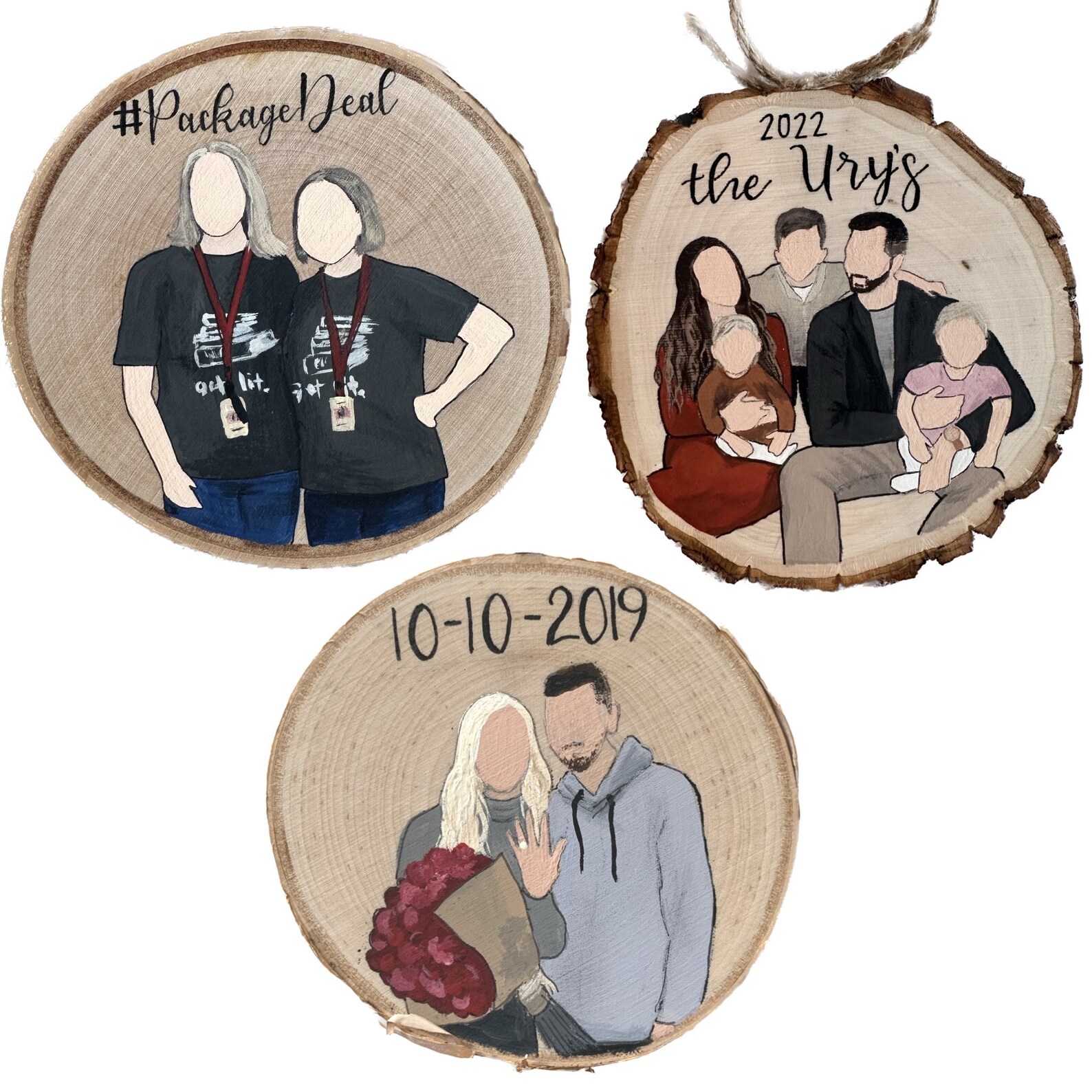 Custom Hand Painted Portrait Ornament/ Personalized Keepsake Gift ...