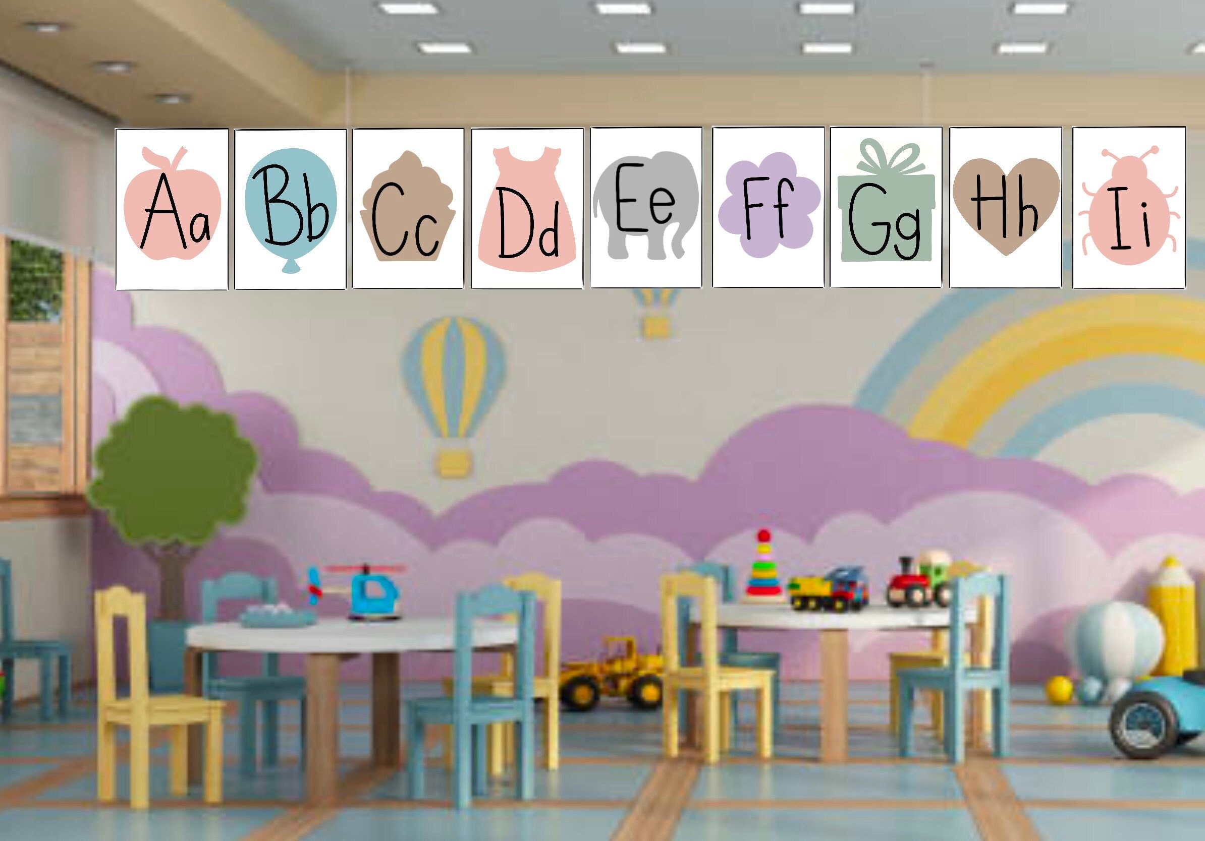 Alphabet Posters Teach Letter Sound Flash Cards Phoneme Recognition ...