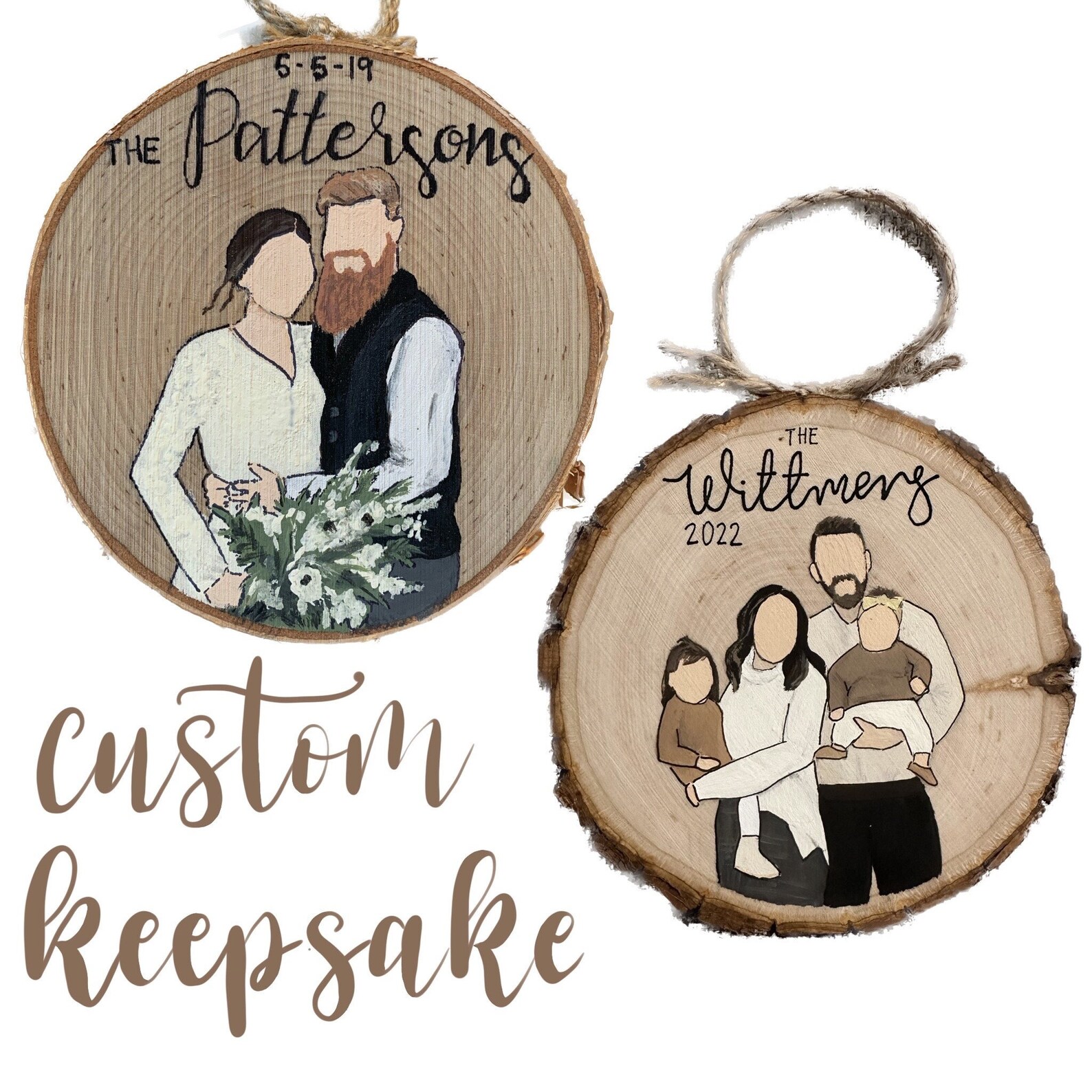 Custom Hand Painted Portrait Ornament/ Personalized Keepsake Gift ...