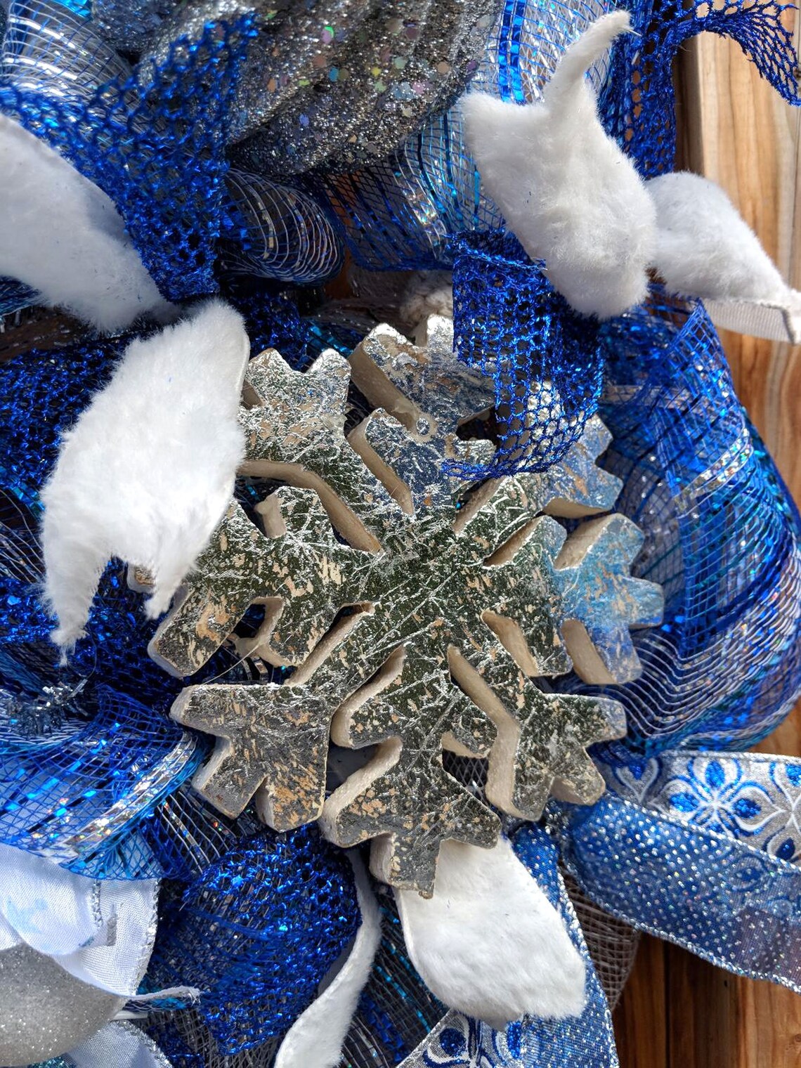 Snowflake Wreath Holiday Wreath Christmas Wreath Deco Wreath Blue ...