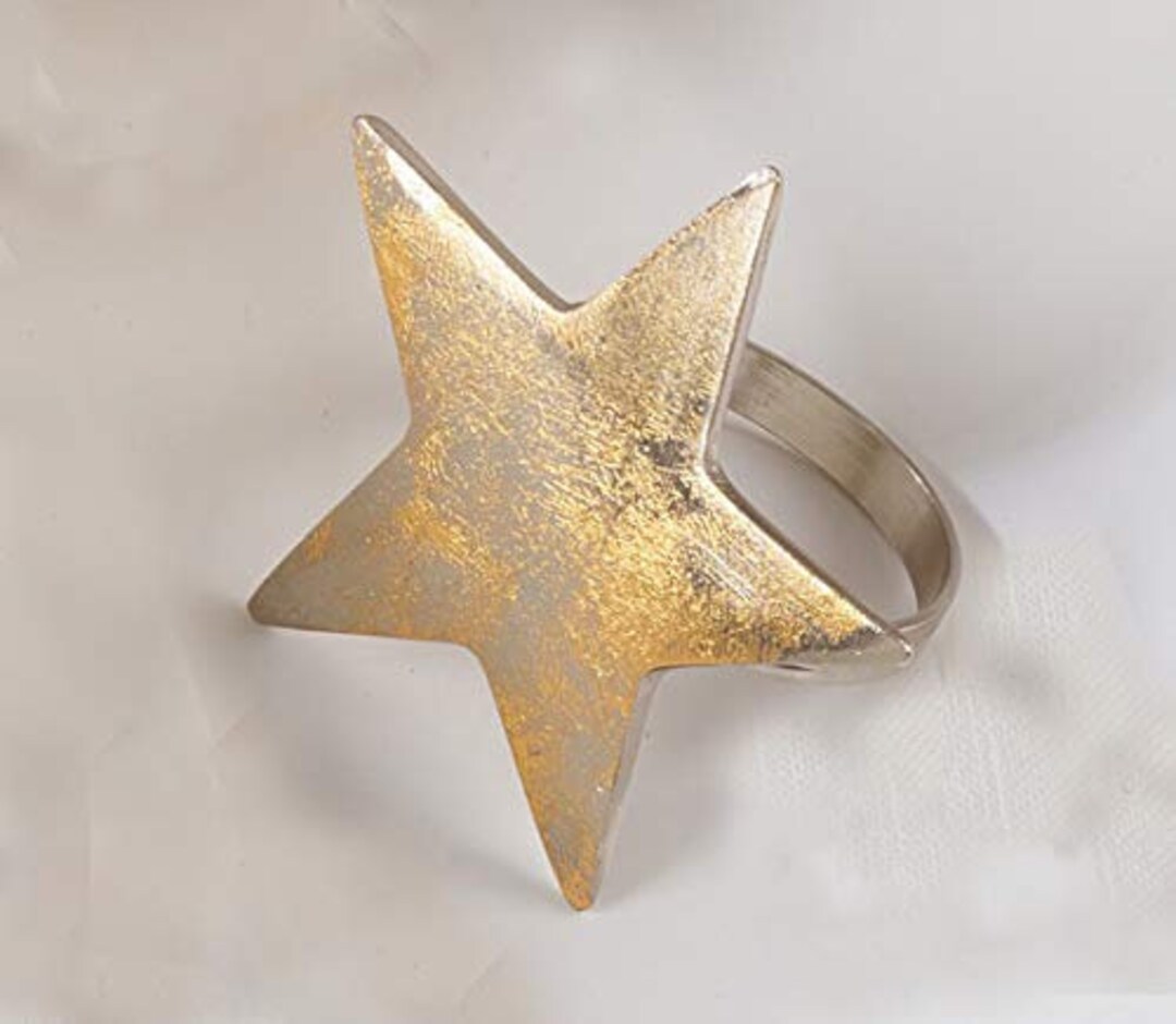 Gold Textured Star Napkin Rings Set of 4, Patriotic Tableware, Holiday ...