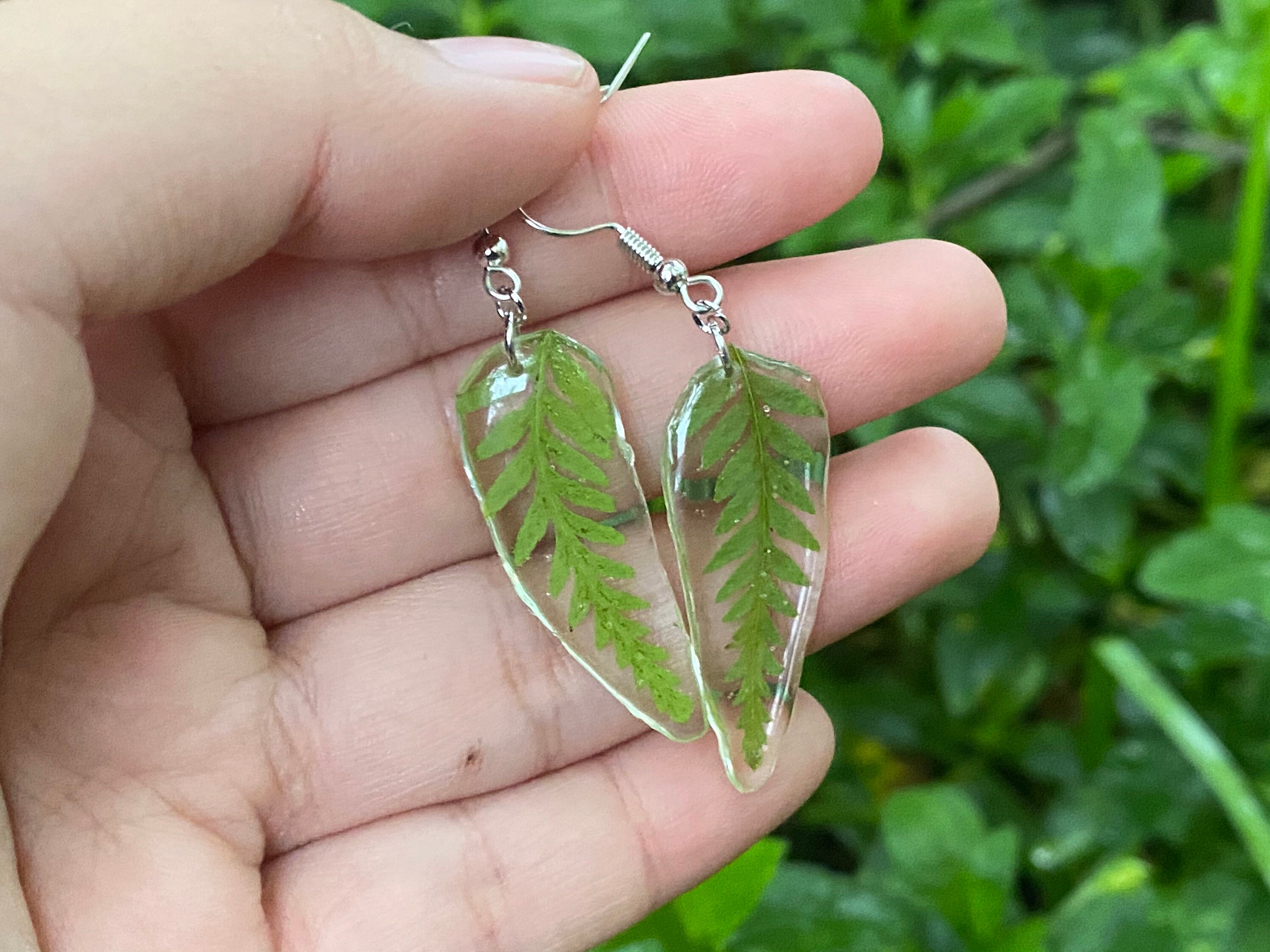 Real fern earrings Pressed flower Jewelry Real flower | Etsy