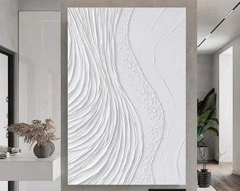 White Textured Canvas Wall Art, Abstract White Wall Decor, Modern and Minimalist 3D Wall Art - Etsy