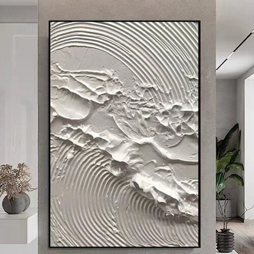 White Wave Abstract Painting White Wall Art White 3D Texture - Etsy