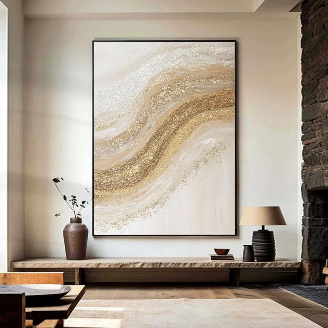 Large Gold Abstract Painting Gold Giltter Texture Painting Abstract ...