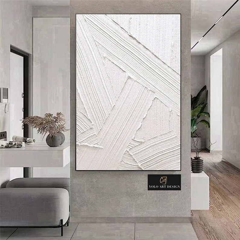 White Abstract Wall Art White Abstract Canvas Art White Wall Decor ...