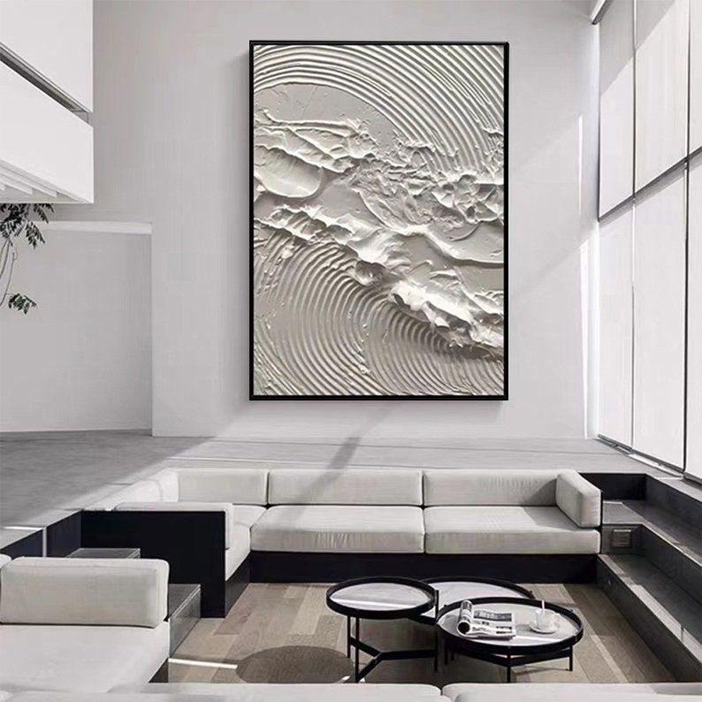White Wave Abstract Painting White Wall Art White 3D Texture - Etsy