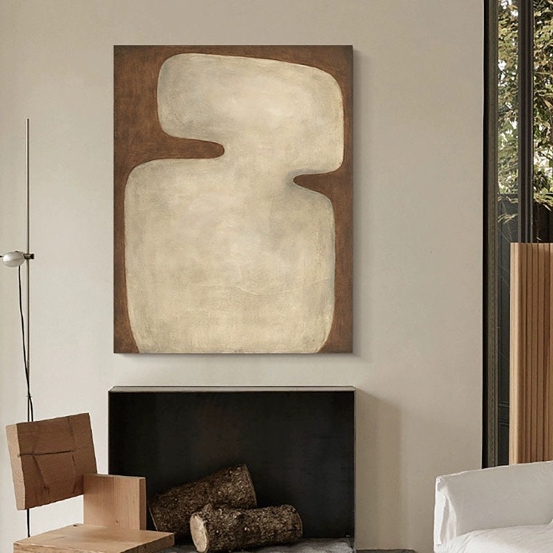 Wabi-sabi Brown and Beige Wall Art Brown Beige Painting Beige Textured ...