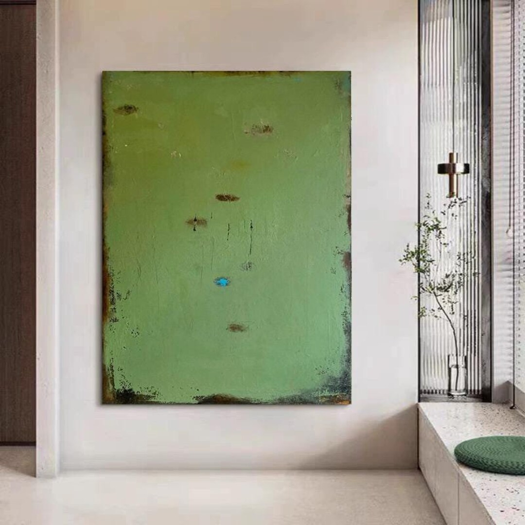 Large Green Abstract Painting Green Black Minimalism Painting Green ...
