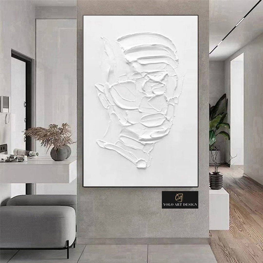 White Wall Art White Abstract Art White 3d Wall Art White Framed ...