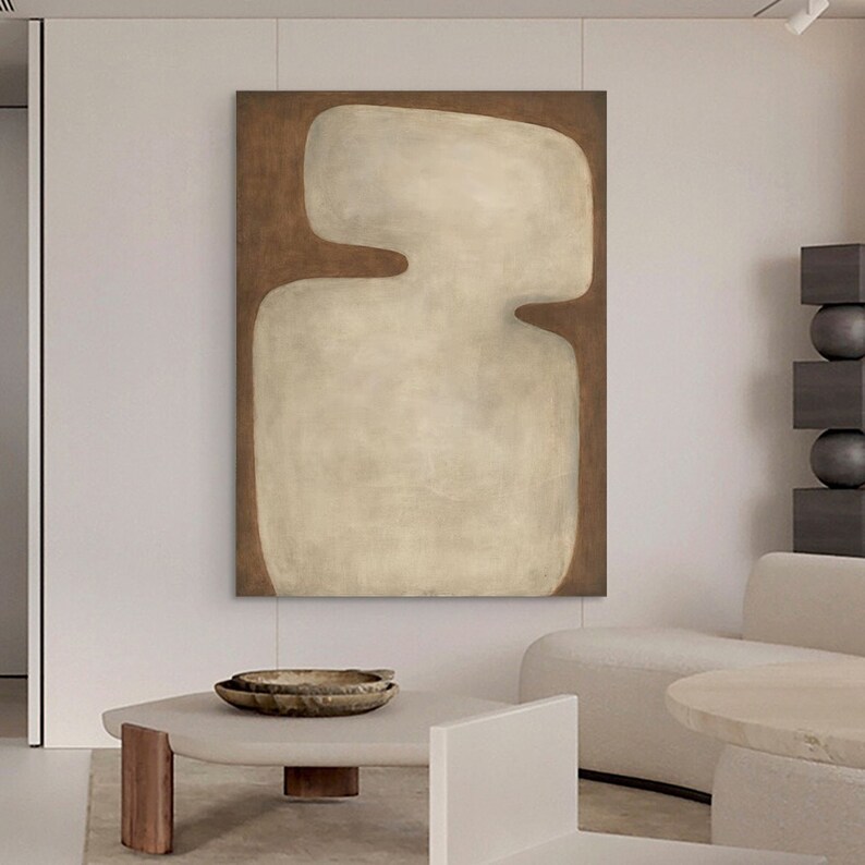 Wabi-sabi Brown and Beige Wall Art Brown Beige Painting Beige Textured ...