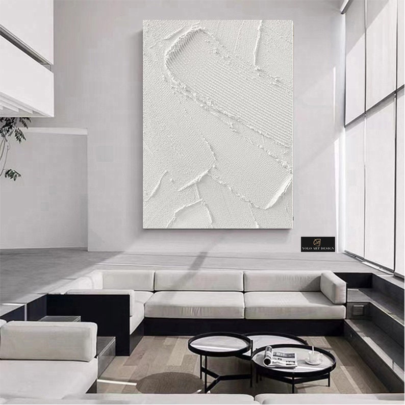 Large White Abstract Painting White Minimalist Painting White - Etsy