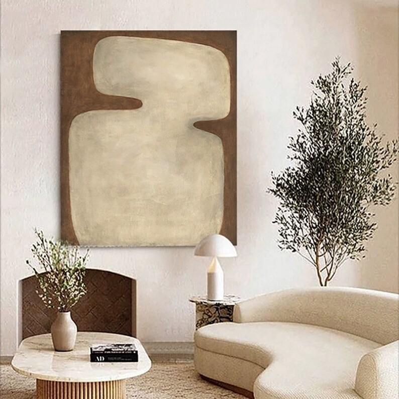 Wabi-sabi Brown and Beige Wall Art Brown Beige Painting Beige Textured ...