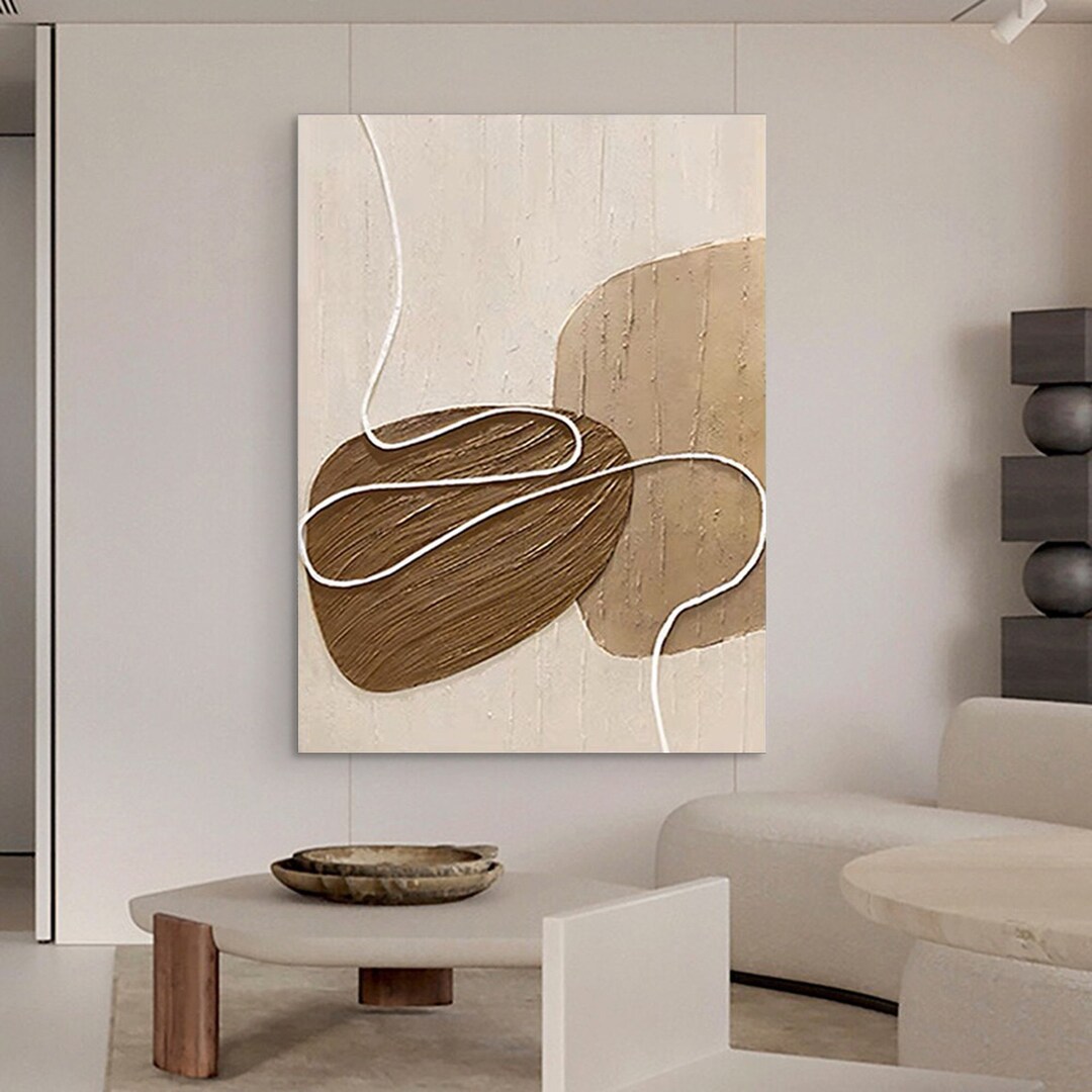 Brown Abstract Painting Beige Wabi Sabi Wall Art Beige Neutral - Etsy