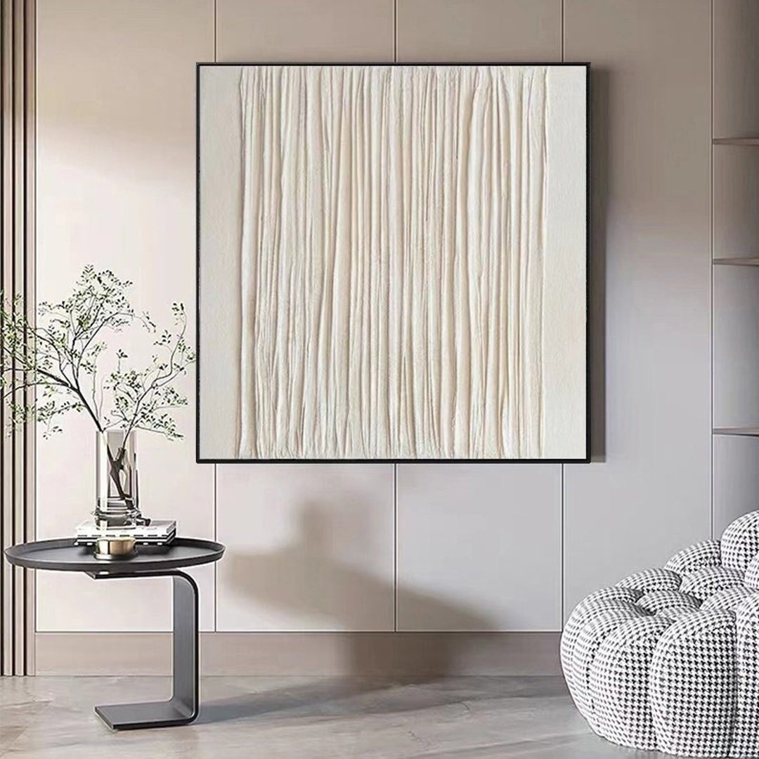 3D White Textured Painting White Textured Wall Art White Abstract ...