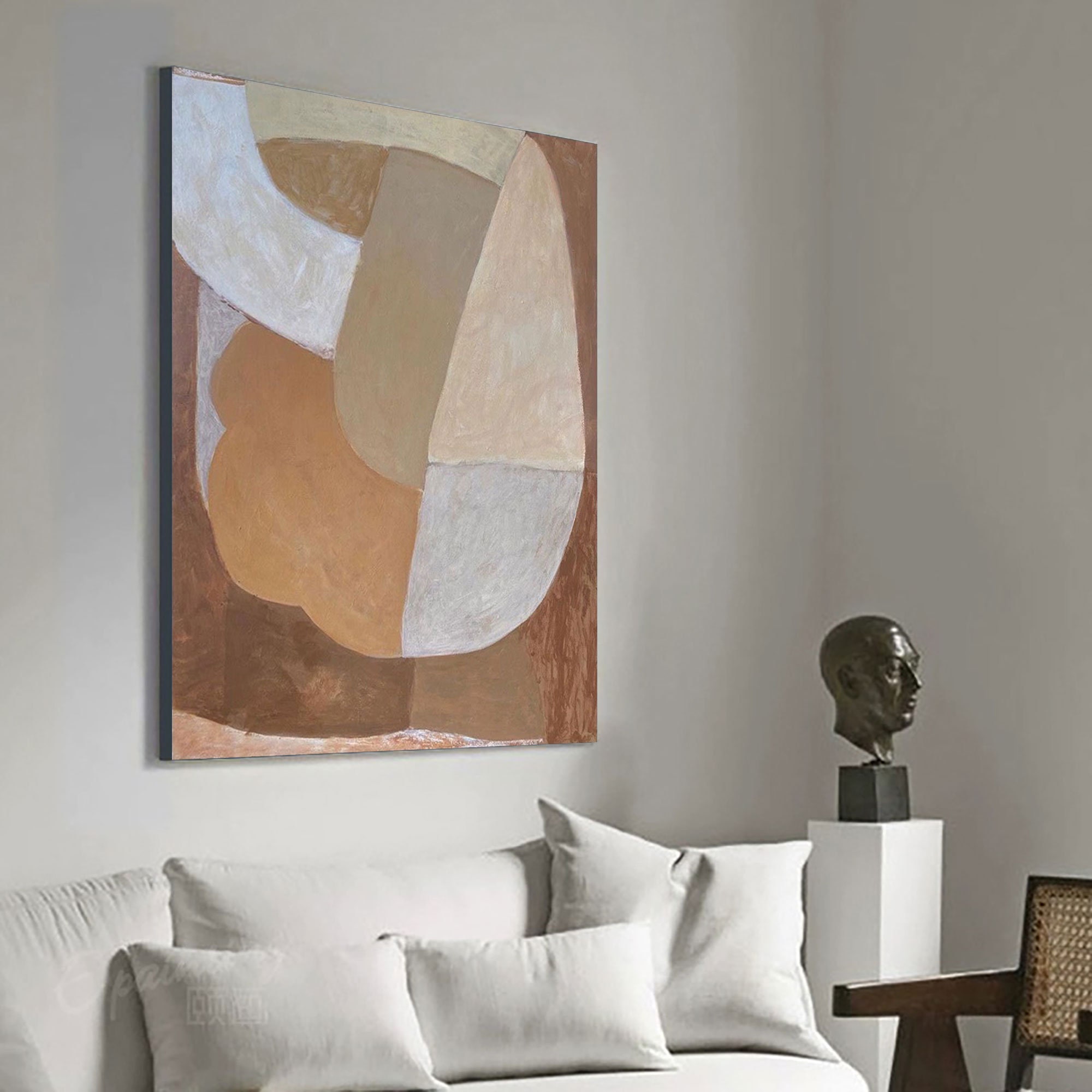 Original Brown and Beige Wall Art Beige Minimalist Wall Art 3D Plaster ...