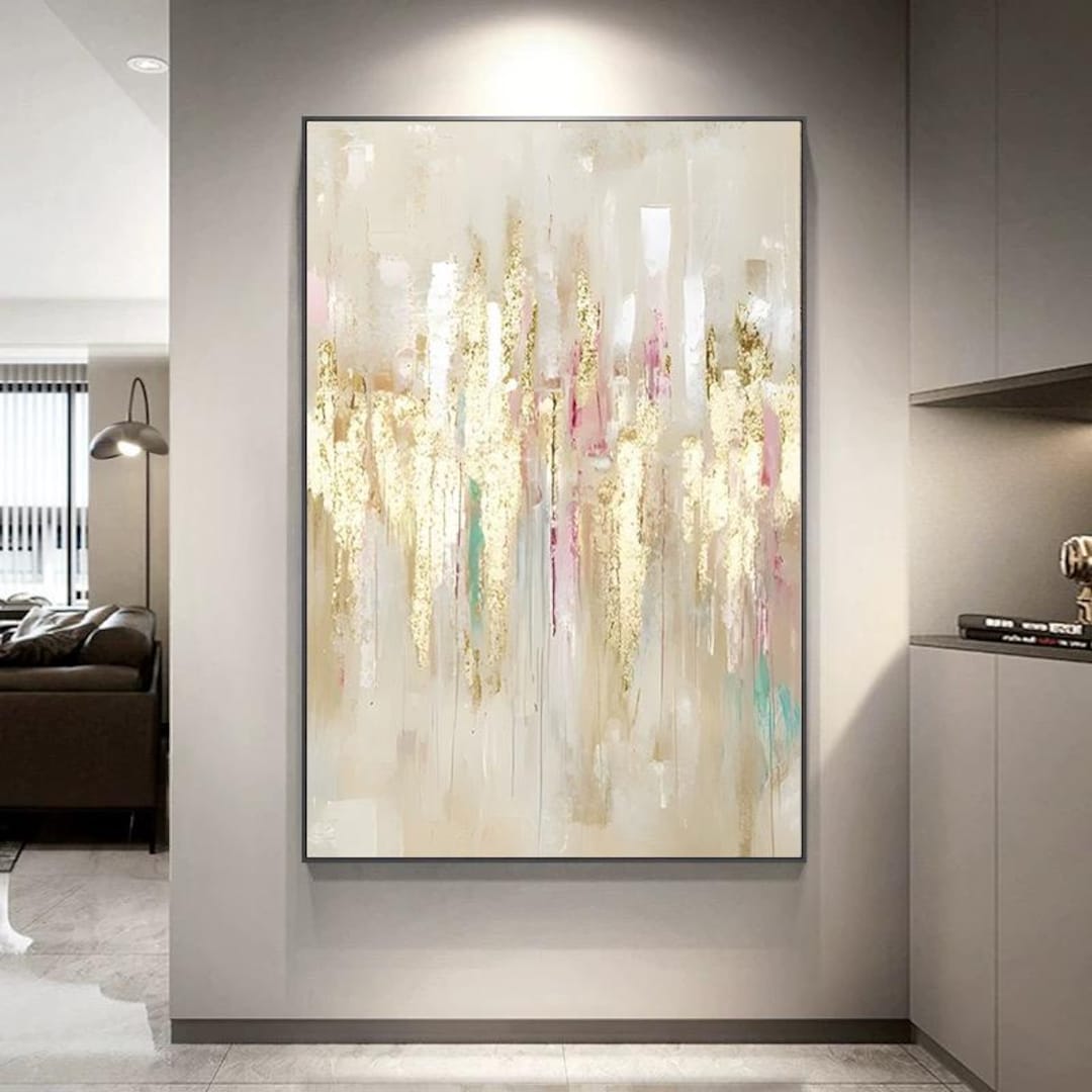 Large Gold Wall Painting Gold Textured Wall Art Gold Foil Painting ...