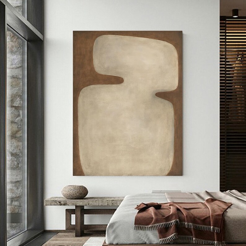 Wabi-sabi Brown and Beige Wall Art Brown Beige Painting Beige Textured ...