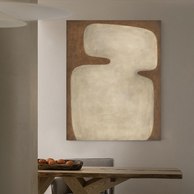 Wabi-sabi Brown and Beige Wall Art Brown Beige Painting Beige Textured ...