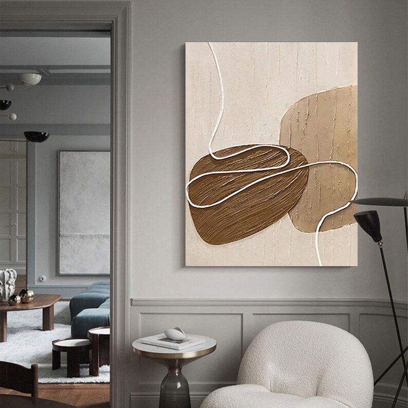 Brown Abstract Painting Beige Wabi Sabi Wall Art Beige Neutral - Etsy