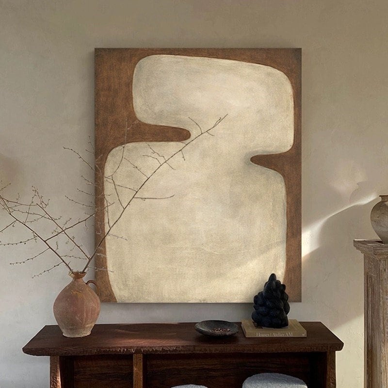 Wabi-sabi Brown and Beige Wall Art Brown Beige Painting Beige Textured ...