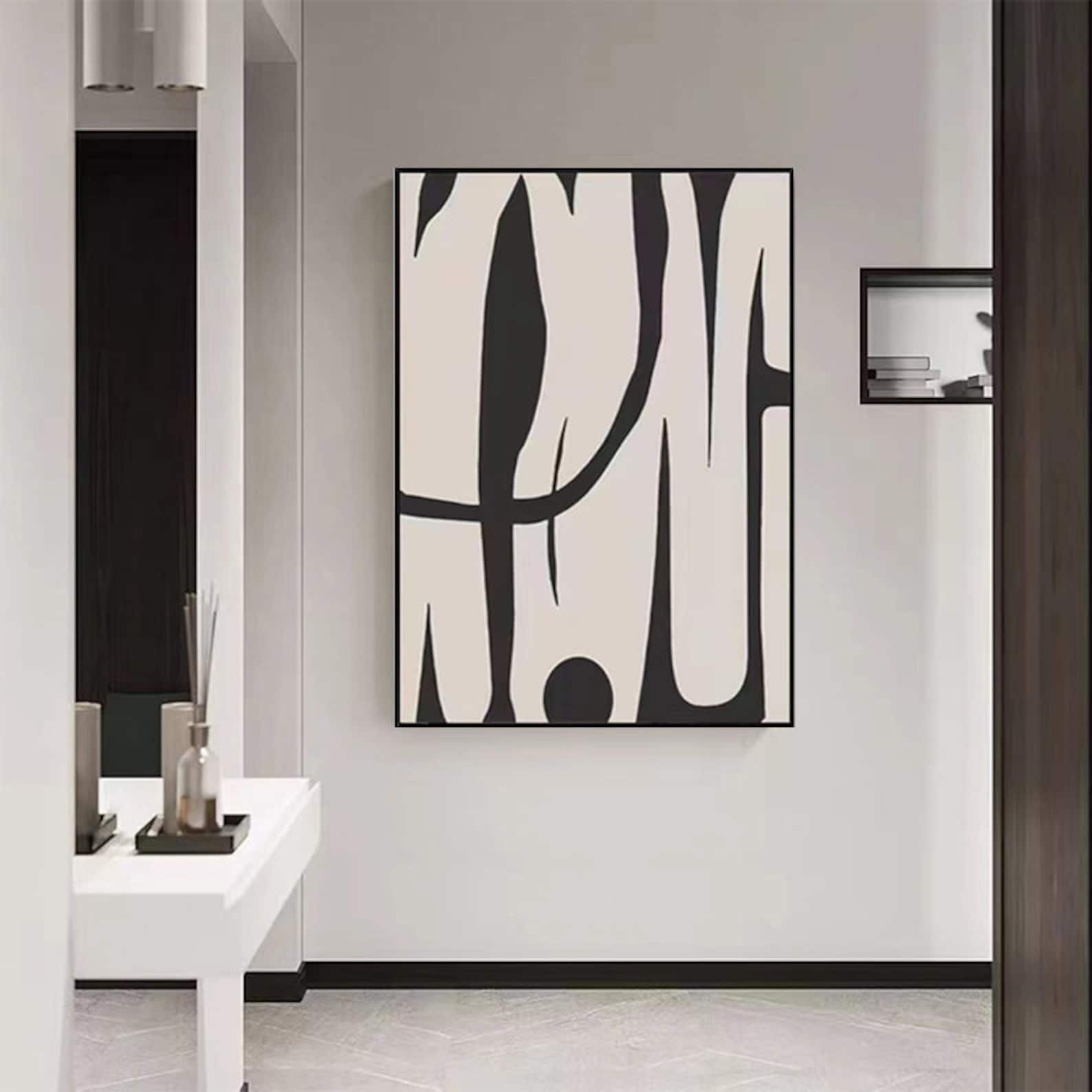 Large Black and White Wall Art Abstract White and Black - Etsy