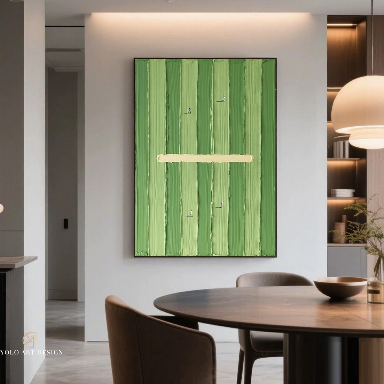 Green Abstract Tennis Court Oil Painting: 3D Textured Modern Wall Art ...