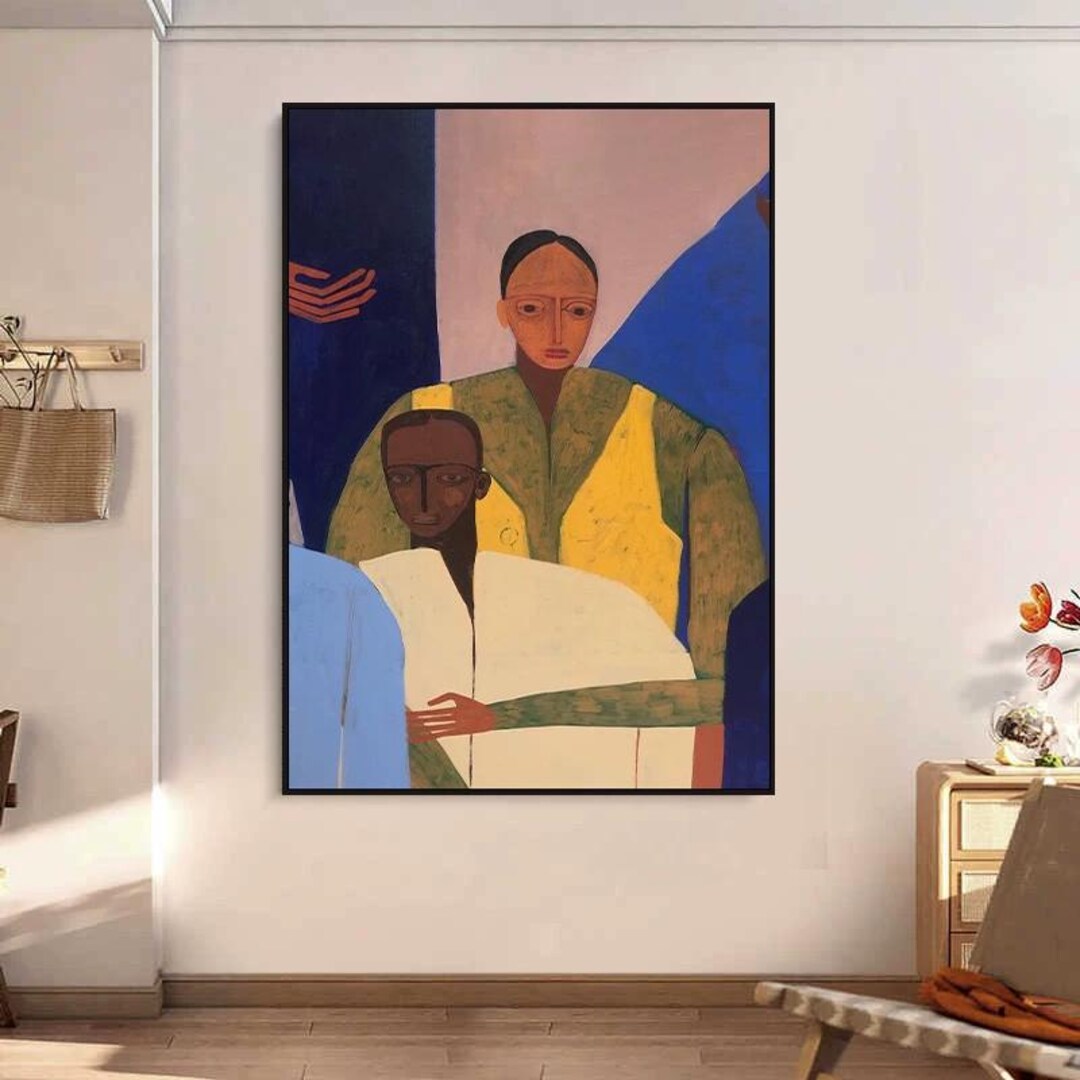 Original Picasso Style Figure Painting: Colorful Abstract Wall Art - Etsy