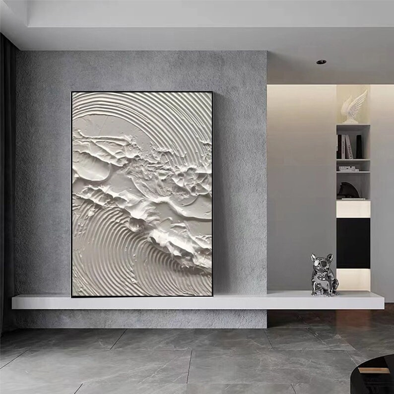 White Wave Abstract Painting White Wall Art White 3D Texture - Etsy