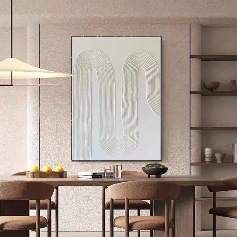 Large White Abstract Painting White Minimalist Painting White - Etsy