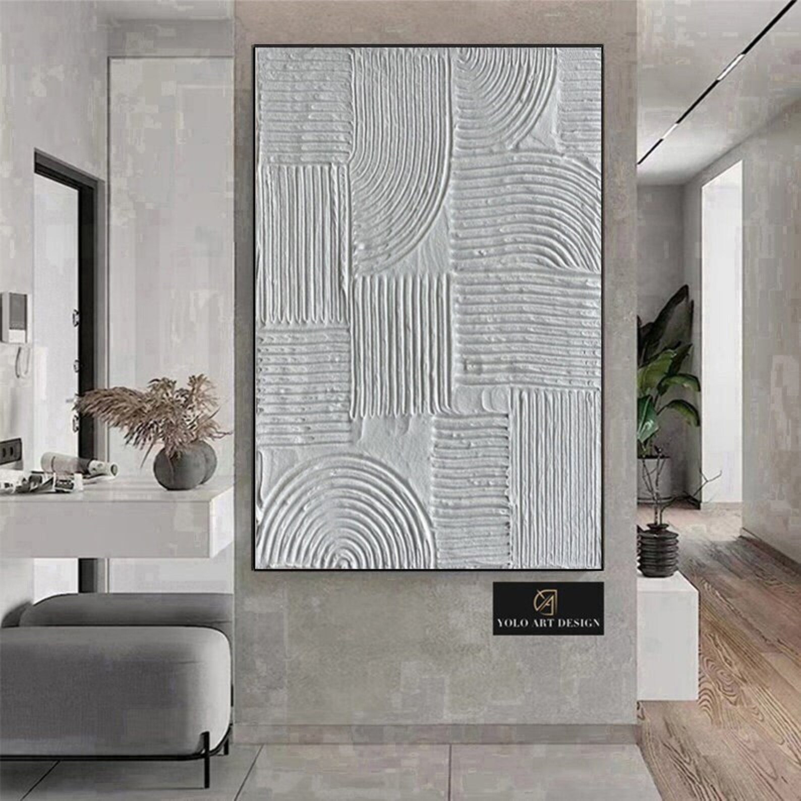 White Arch Wall Art Simple Painting White Wall Art White Texture Wall ...