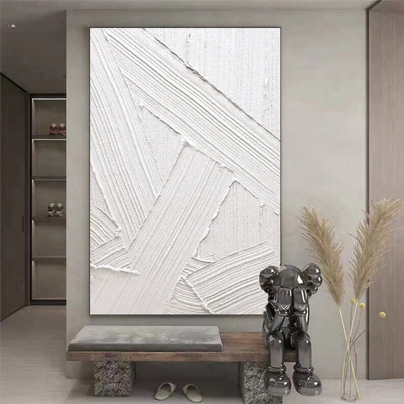 White Abstract Wall Art White Abstract Canvas Art White Wall Decor ...