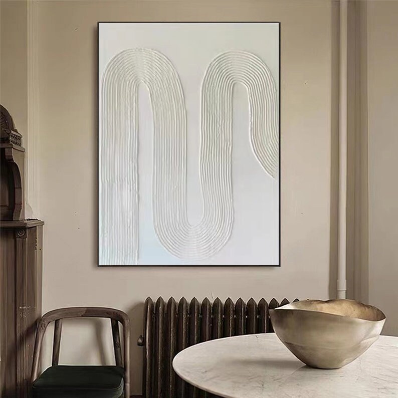 Large White Abstract Painting White Minimalist Painting White - Etsy
