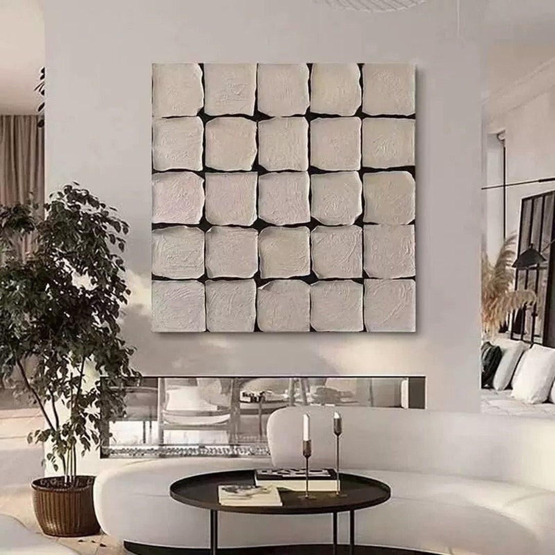 3D Textured Beige Cube Painting: Minimalist Nordic Wall Art - Etsy
