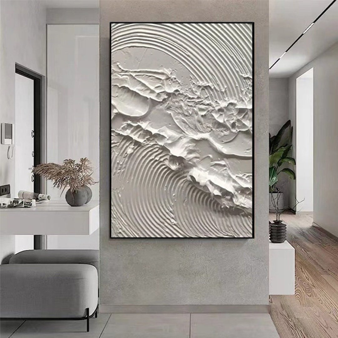 White Wave Abstract Painting White Wall Art White 3D Texture Art White ...
