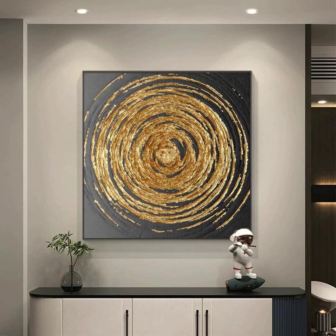 Gold Black 3D Textured Wall Art Gold Black Abstract Wall Art Gold ...