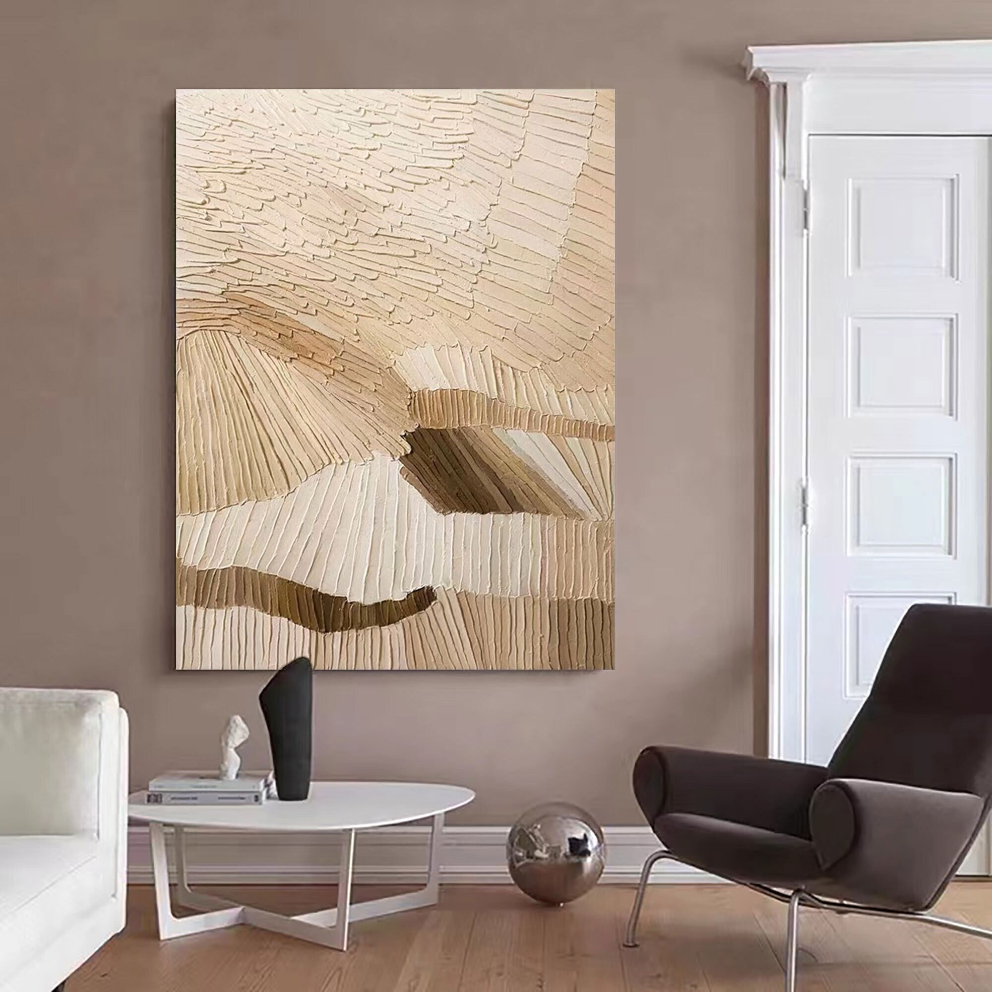 Large Brown and Beige Minimalist Wall Art Wabi-sabi Wall Art - Etsy