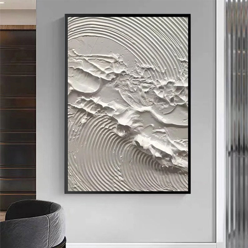 White Wave Abstract Painting White Wall Art White 3D Texture - Etsy