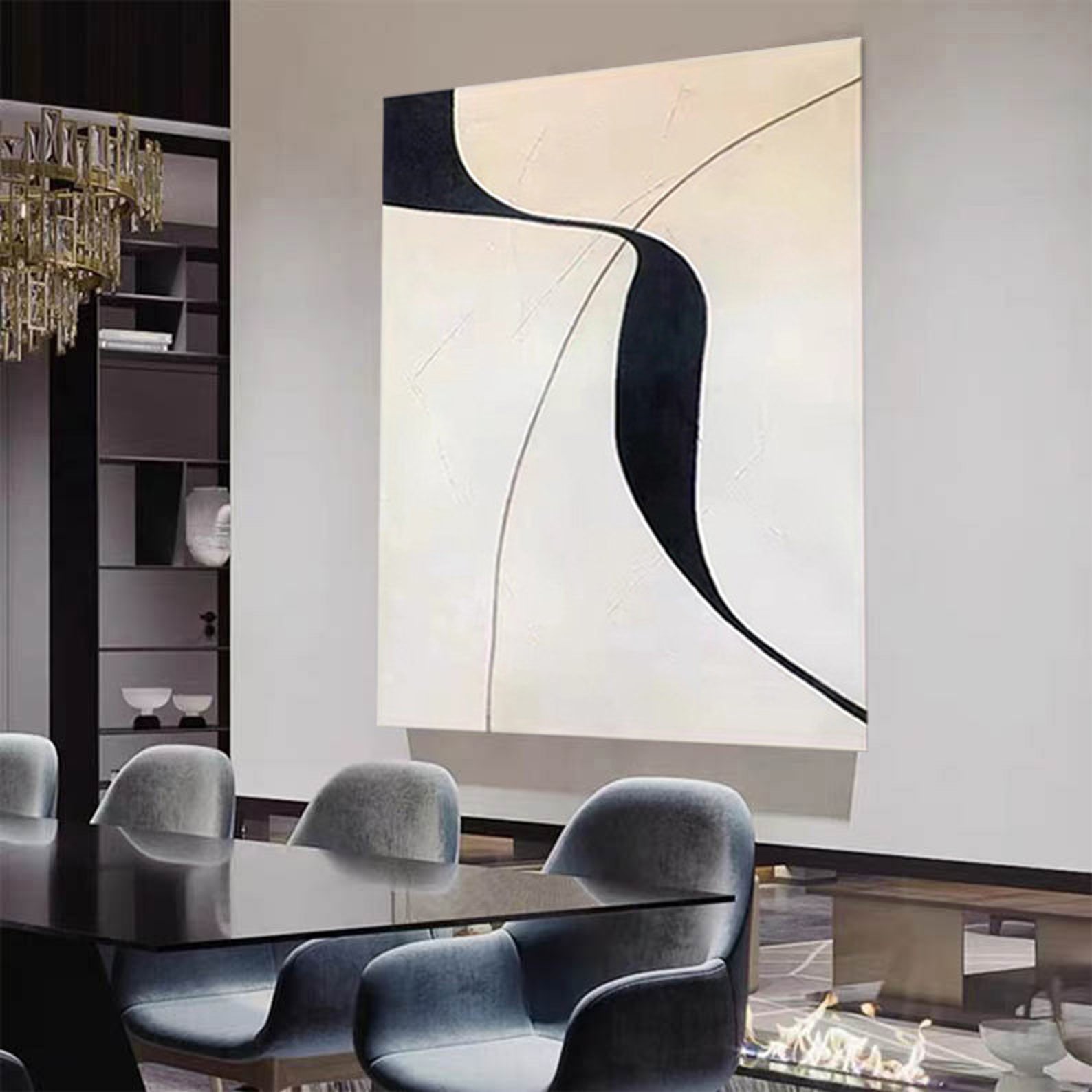 Black Wall Art Black and White Abstract Art Black Abstract Painting ...