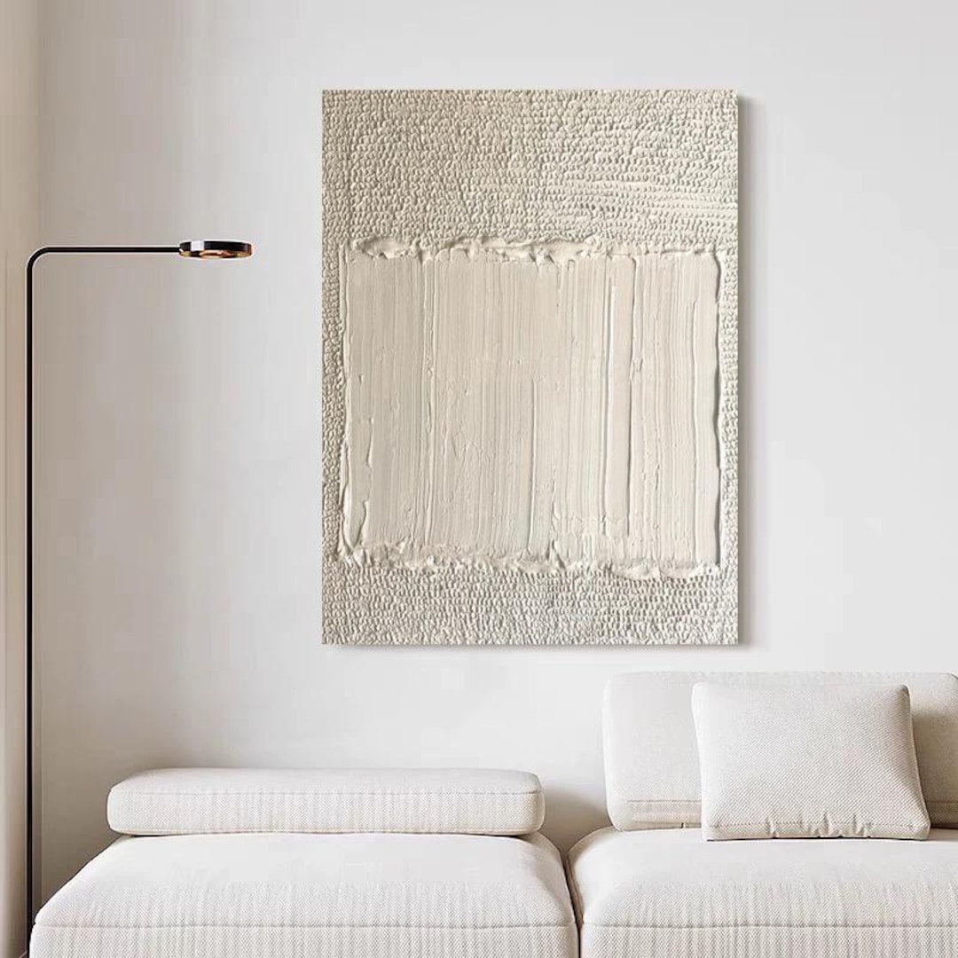 Large White Wall Art Simple Painting White Wall Art White Texture Wall ...