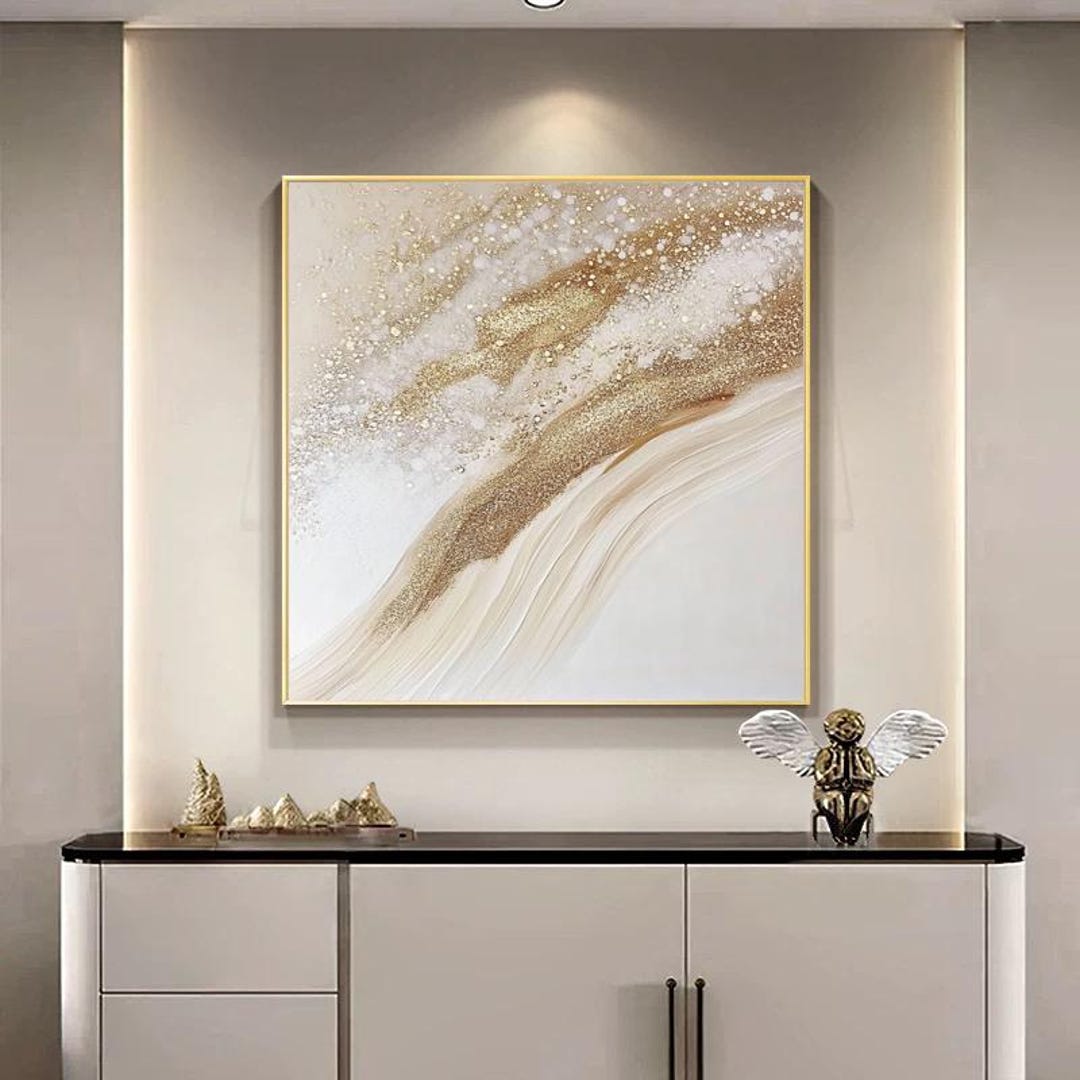 Large 3D Gold Textured Wall Art Gold Abstract Painting Gold Foil ...